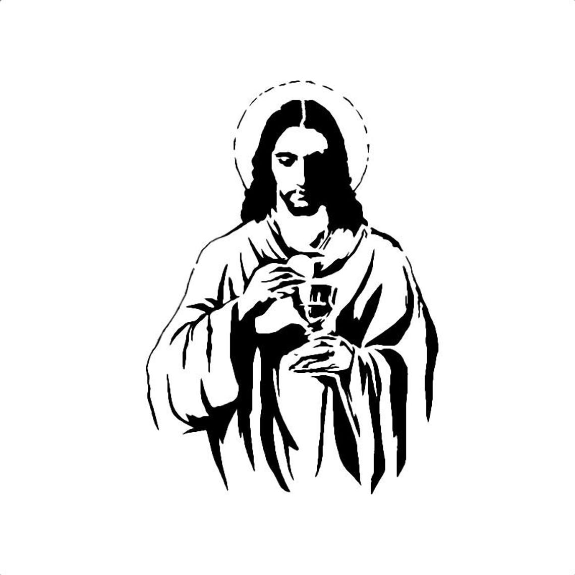 Jesus Stencil Airbrush Art Stencil Artists Jesus Template Available in ...