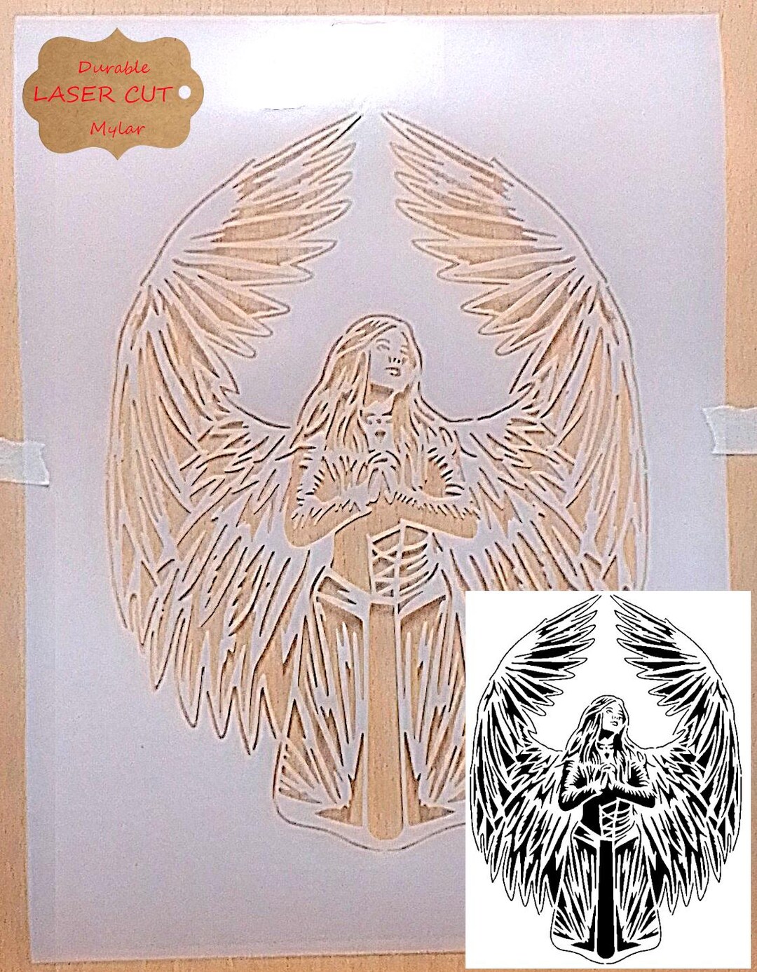 Angel Praying Stencil Airbrush Art Stencil Artists Angel Template ...