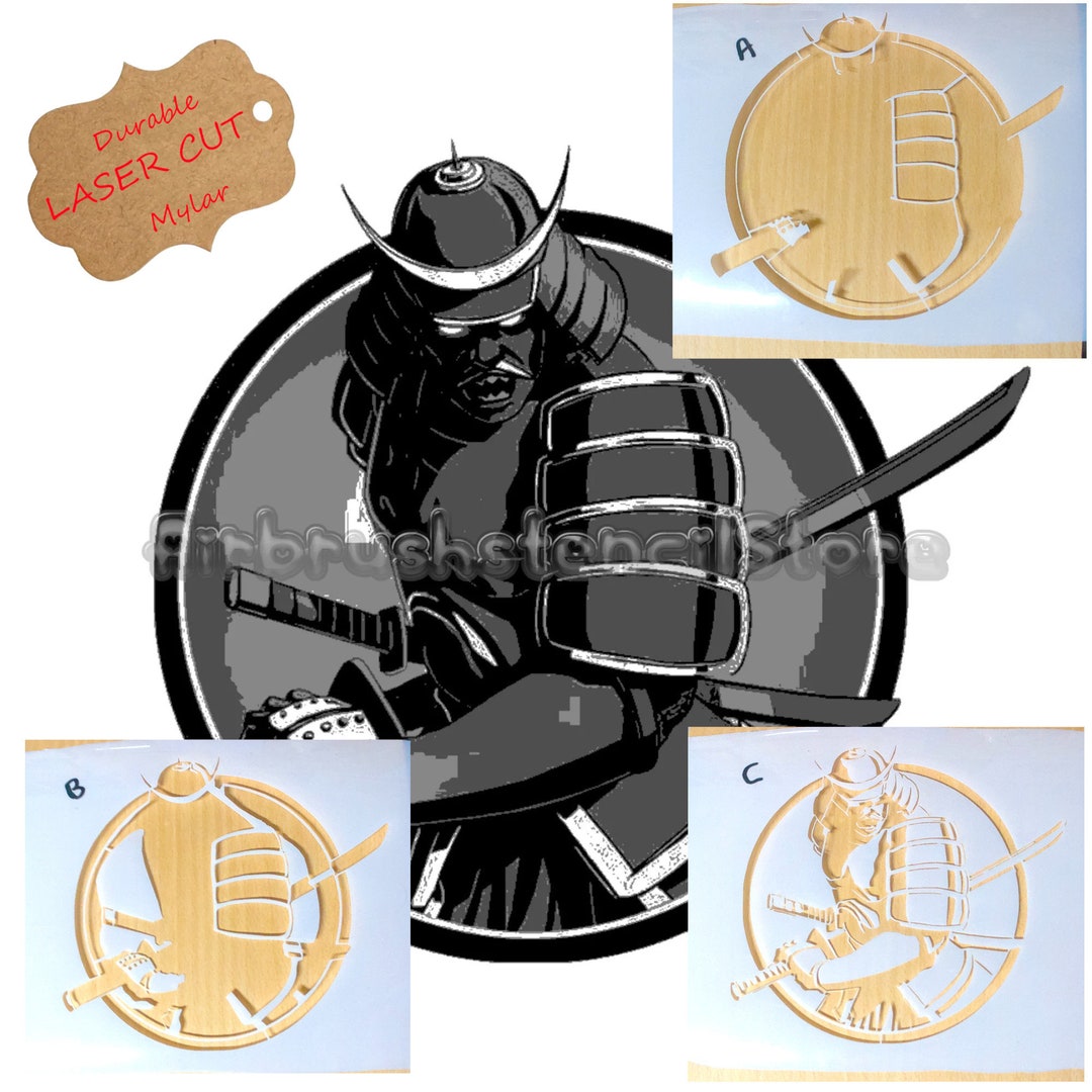 Samurai C Stencil Airbrush Art Stencil Set Artists Samurai Template Set ...