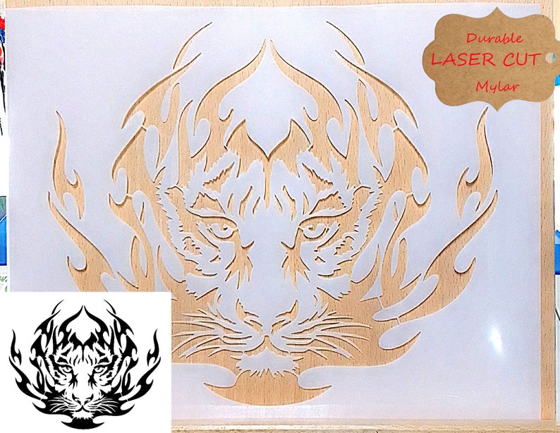 Flame Tiger Stencil Airbrush Art Stencil Artists Tiger Flames Template ...