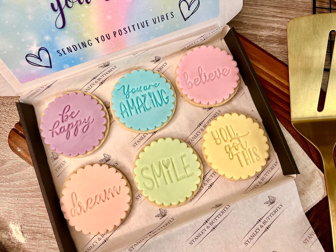 Bespoke Personalised Positive Vibes Biscuits in Gift Box | Cookies ...