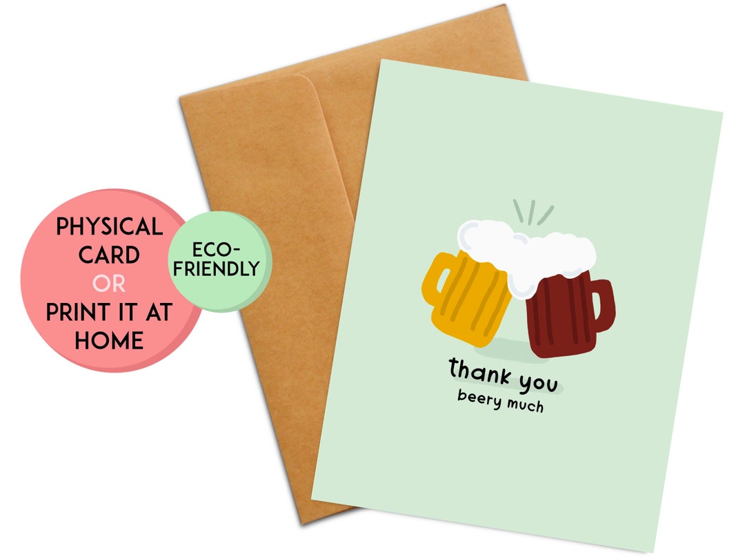 Thank You Pun Card | Funny Thank You Card | Thank You Card for Man ...