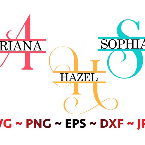 Split Monogram SVG DXF PNG 26 Cut Files Split Monogram - Etsy