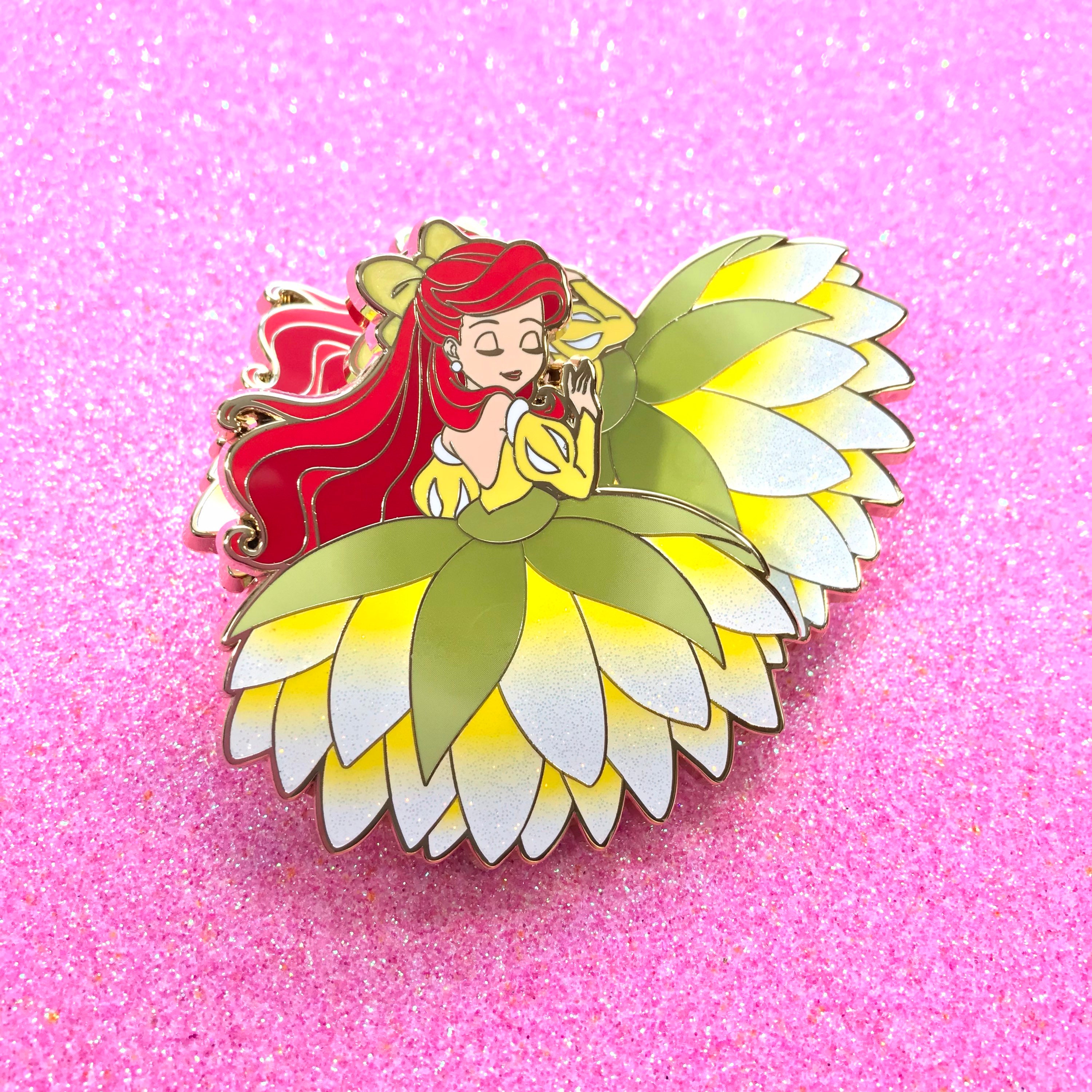 Ariel Little Mermaid Fantasy Pin Petal Princess LE 50 Yellow - Etsy