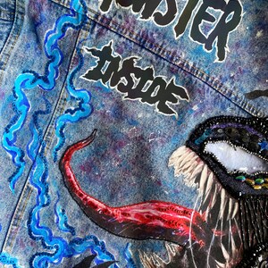 Custom Embroidered Jacket "alien". Gothic Jacket. Custom Handpainted ...