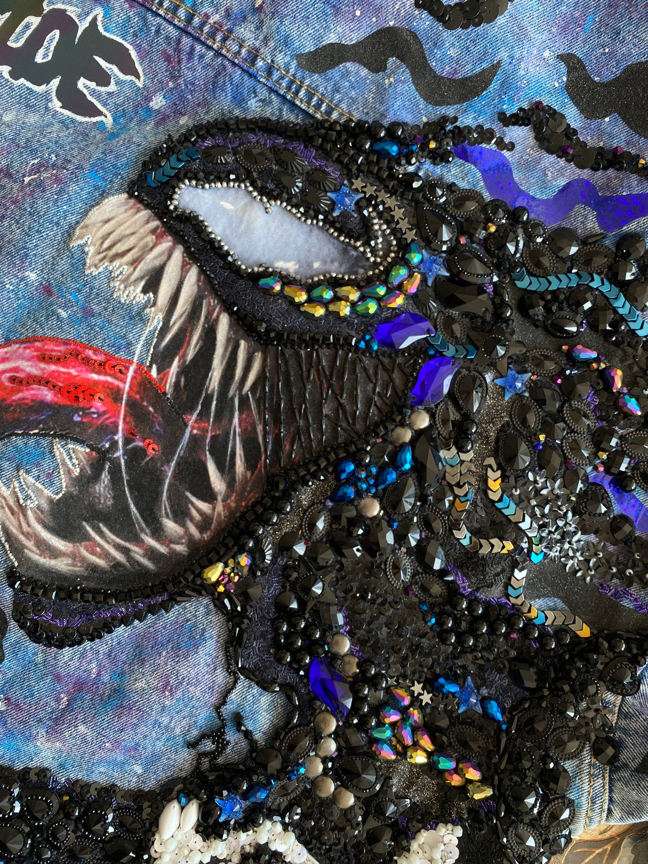 Custom Embroidered Jacket alien. Gothic Jacket. Custom Handpainted ...