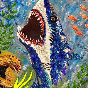 Hand Embroidered Jacket "shark". Gothic Jacket. Custom Handpainted ...