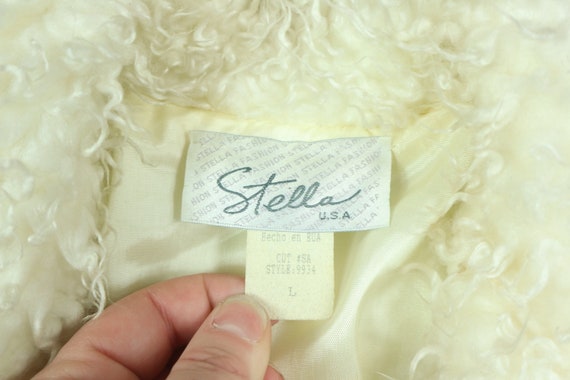 Stella White Fuzzy Goth Faux Fur 1980's Vintage Coat - Gem