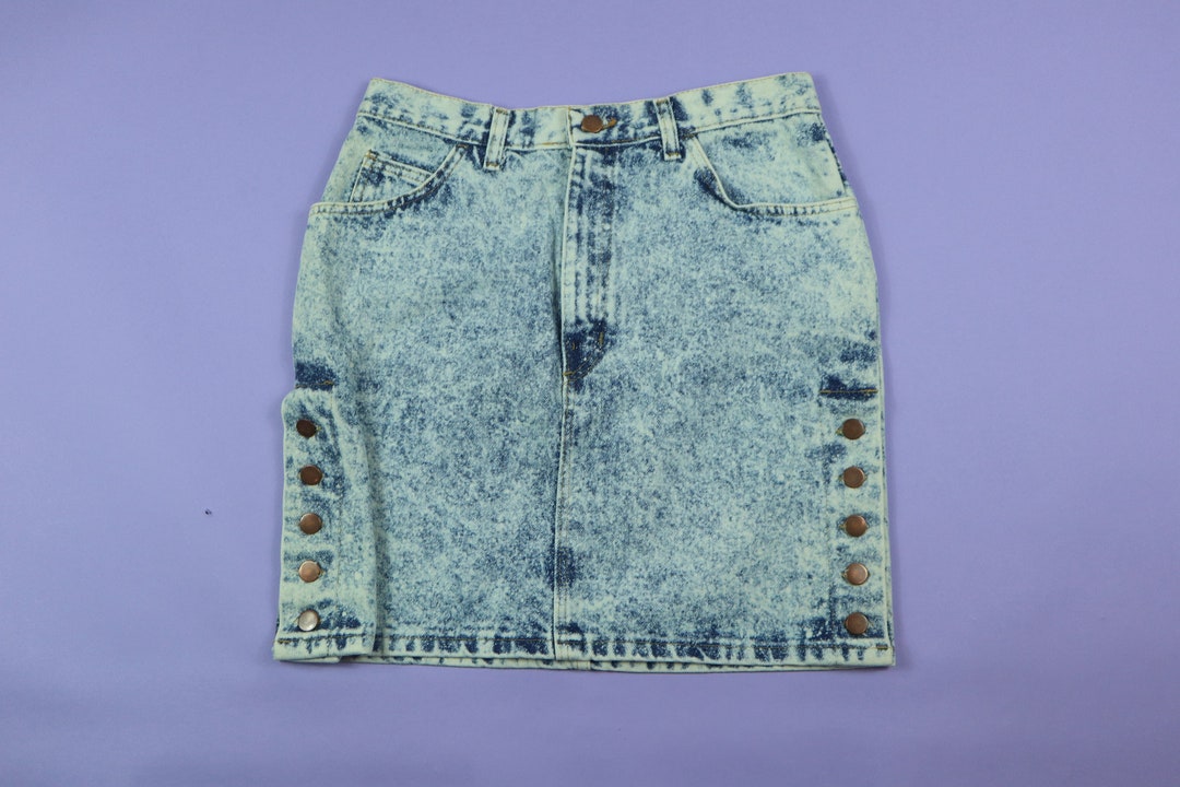 Mixed Blue Acid Wash Side Buttons 1990's Y2K Vintage Skirt - Etsy