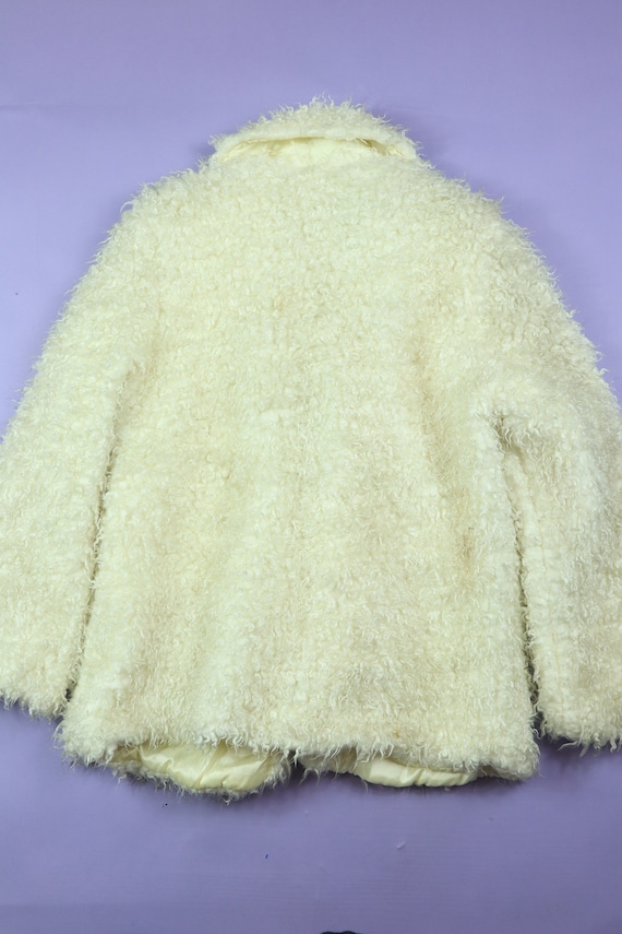 Stella White Fuzzy Goth Faux Fur 1980's Vintage Coat - Gem