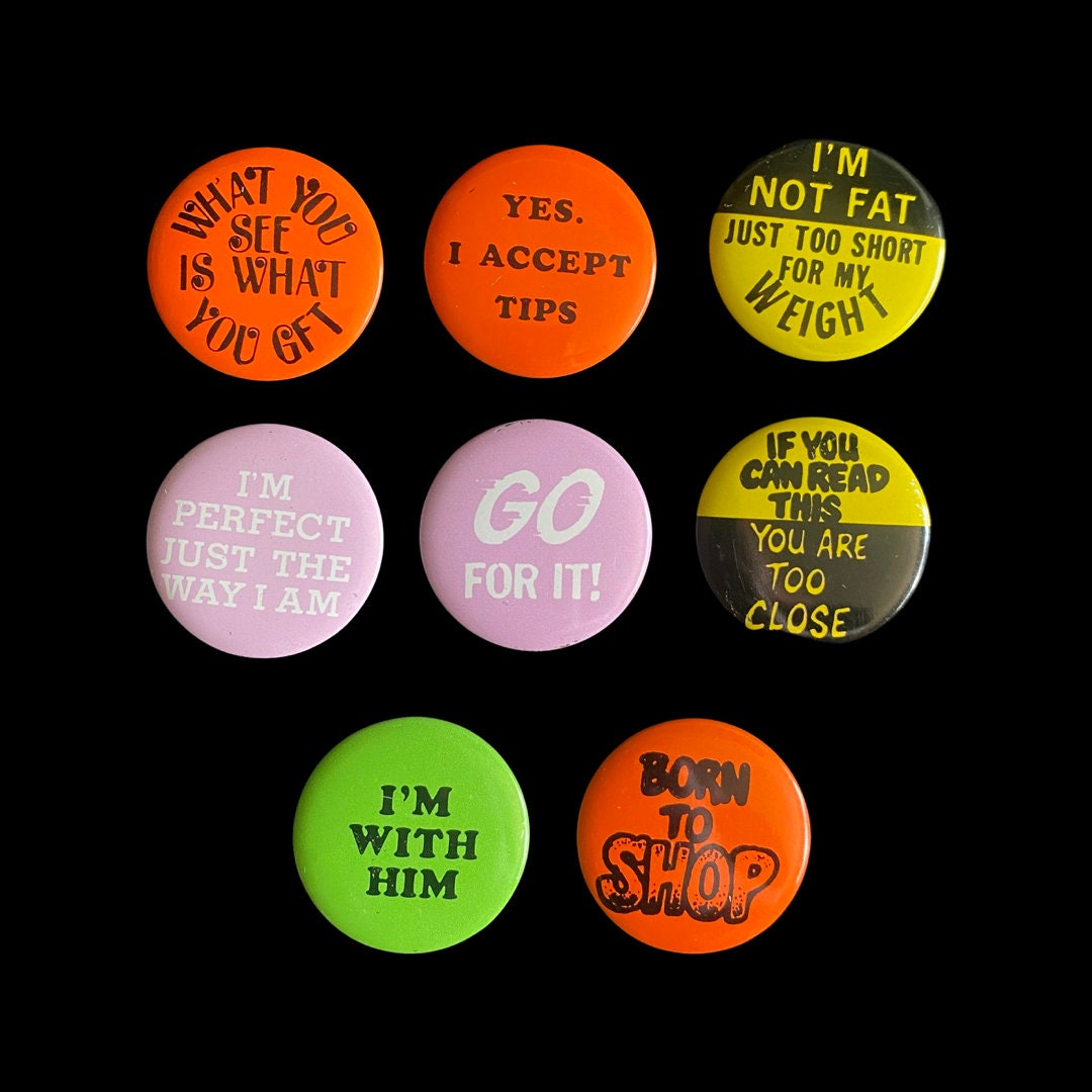 PICK ONE or MORE! Assorted Funny Quirky Vintage Lapel Pin Buttons 1.5 ...