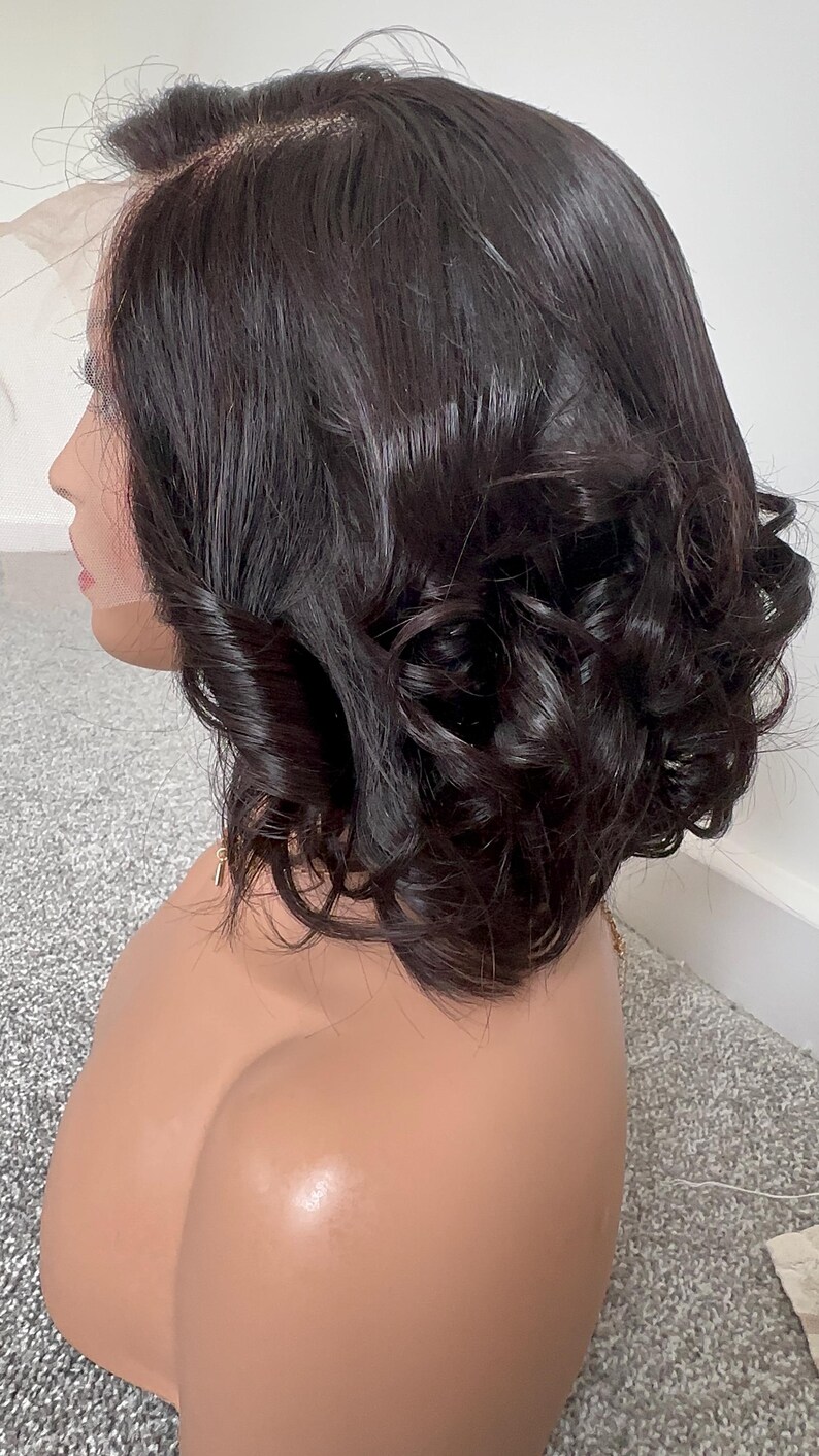 Short Human Hair Wig With Transparent Lace Frontal Wigs Bob Wig - Etsy