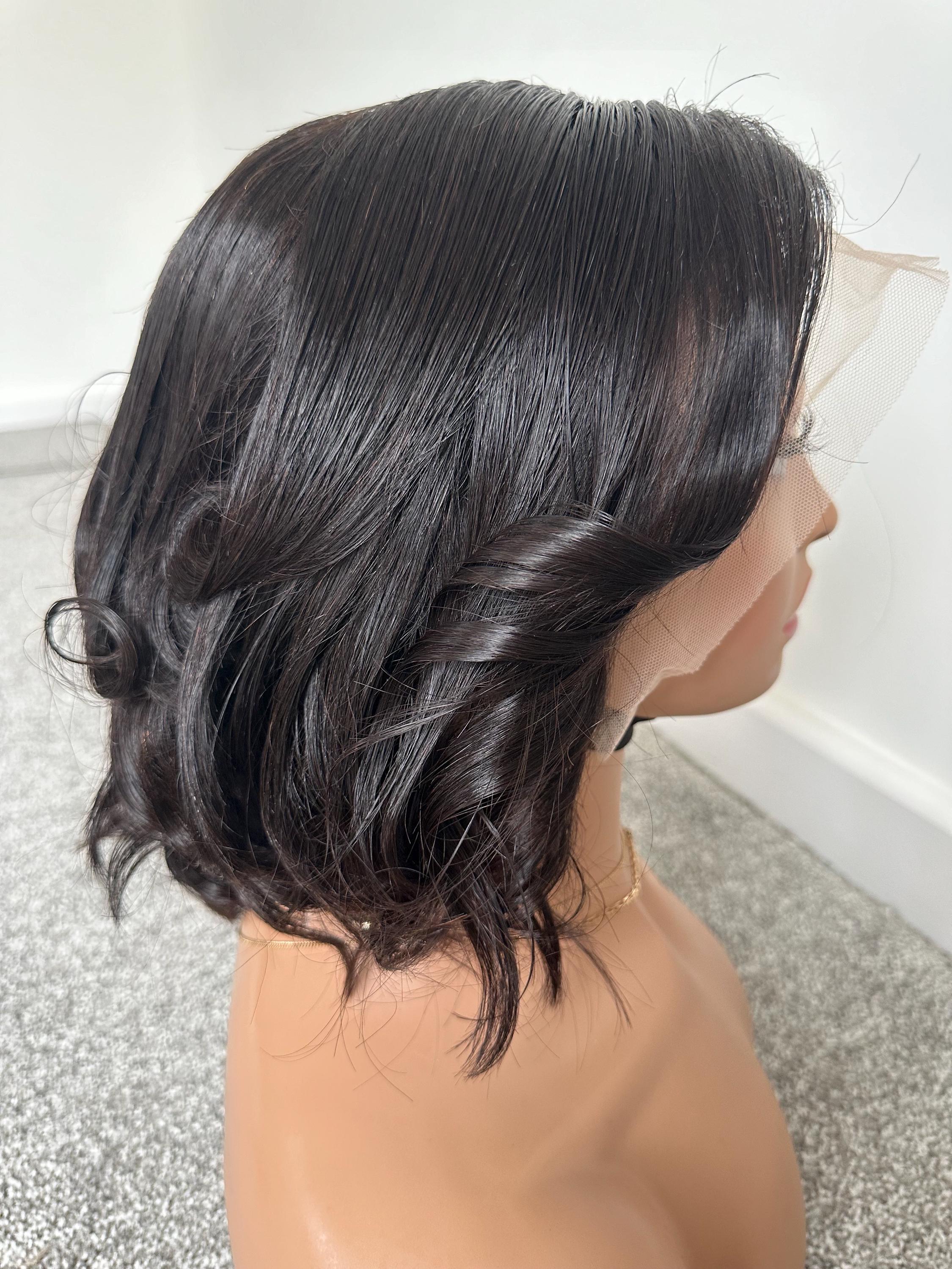 Short Human Hair Wig With Transparent Lace Frontal Wigs Bob Wig - Etsy