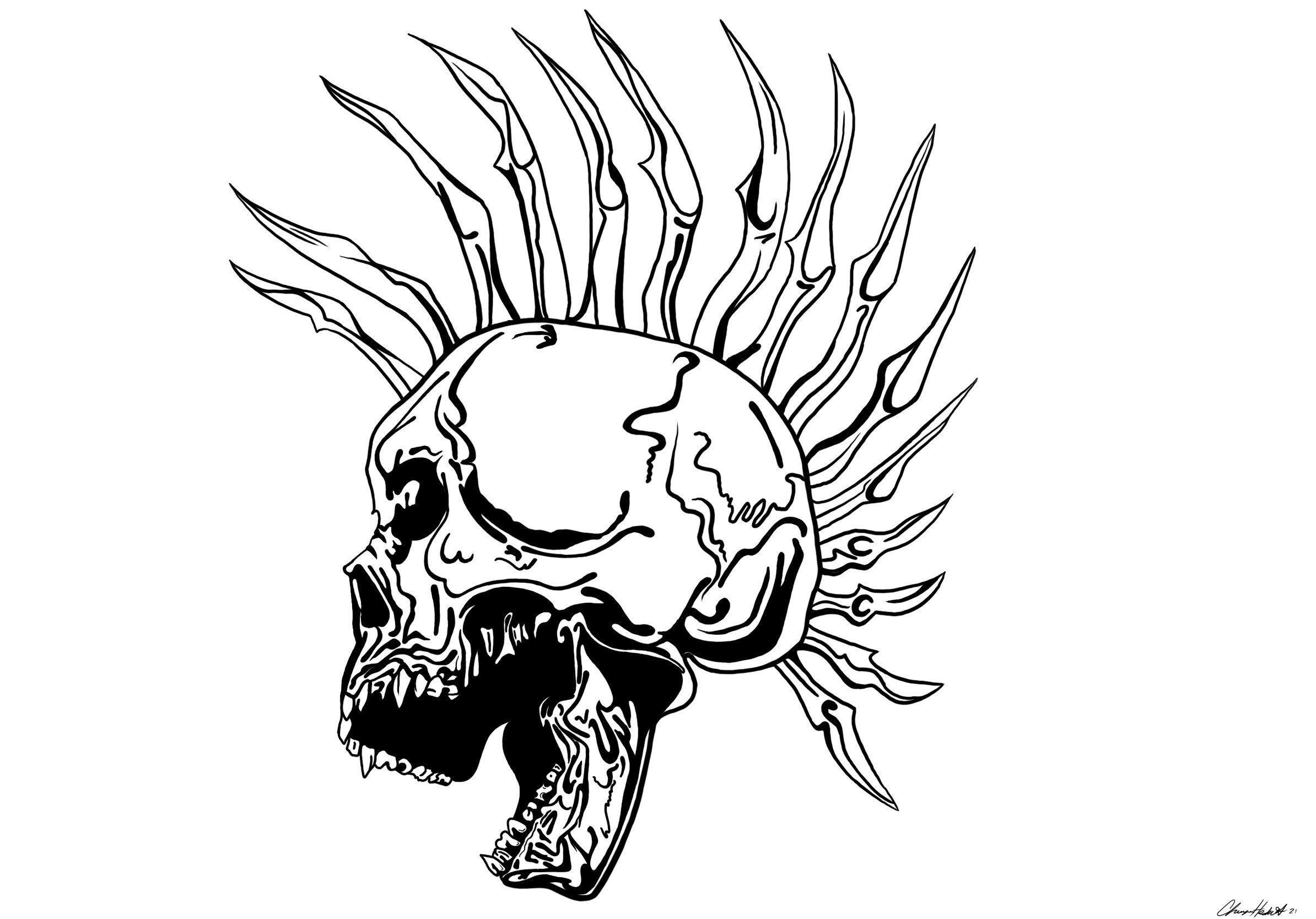 Mohawk Skull - Etsy