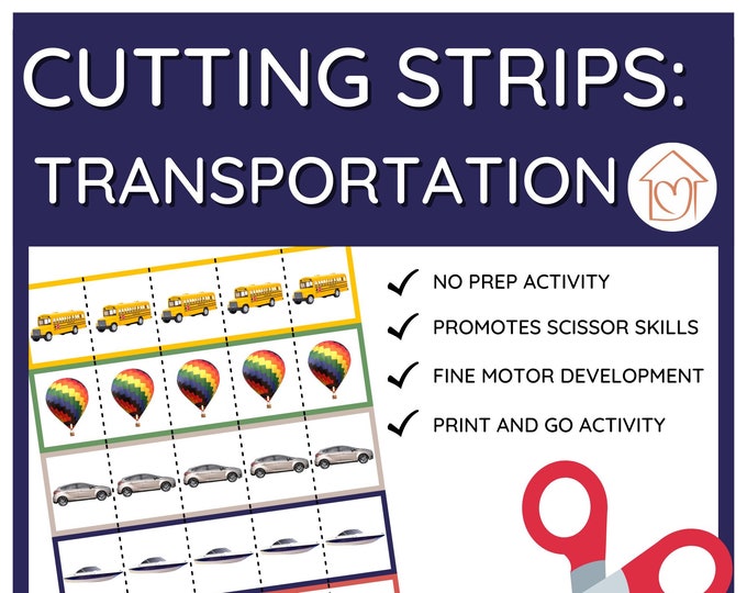 Transportation Cutting Strips Cars Trucks Vehicles Preschool Printable ...
