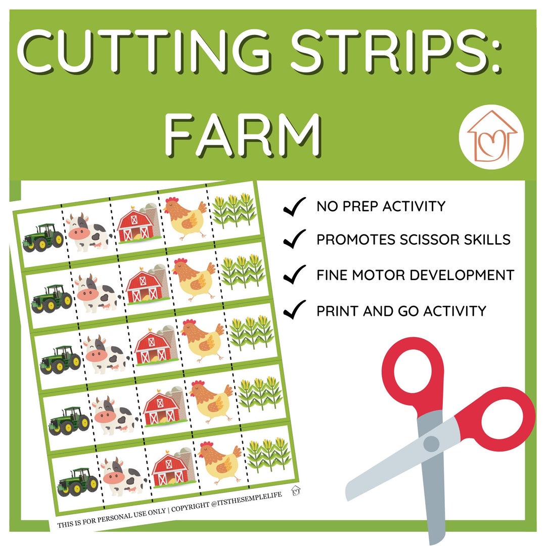 Farm Cutting Strips Activity, Montessori Inspired, Print at Home ...
