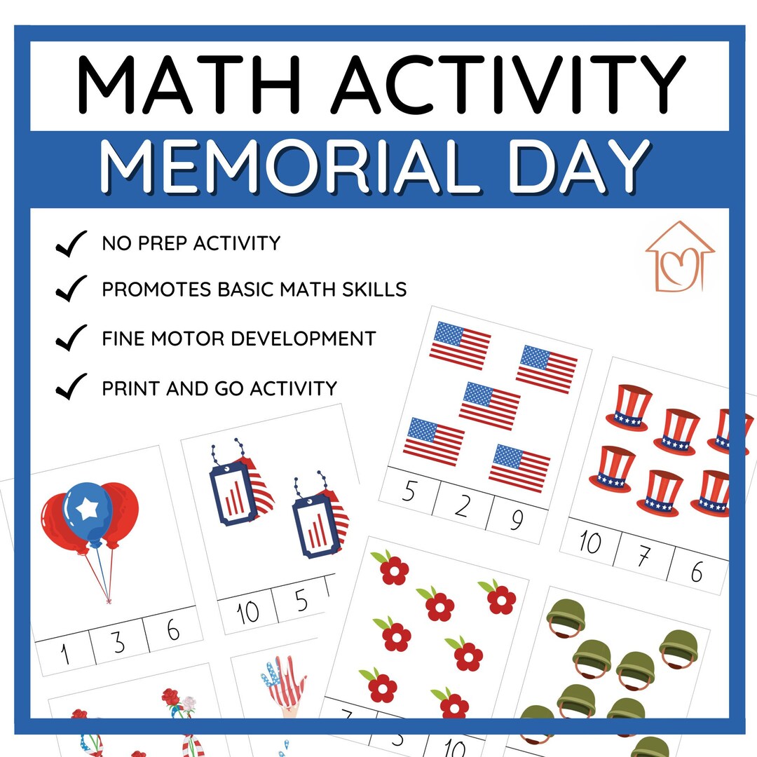 Memorial Day Counting Clip Cards Activity, Math, Montessori Inspired ...