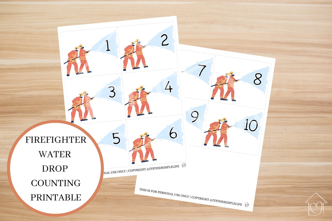 Firefighter Water Drop Counting Activity, Montessori Inspired, Print at ...