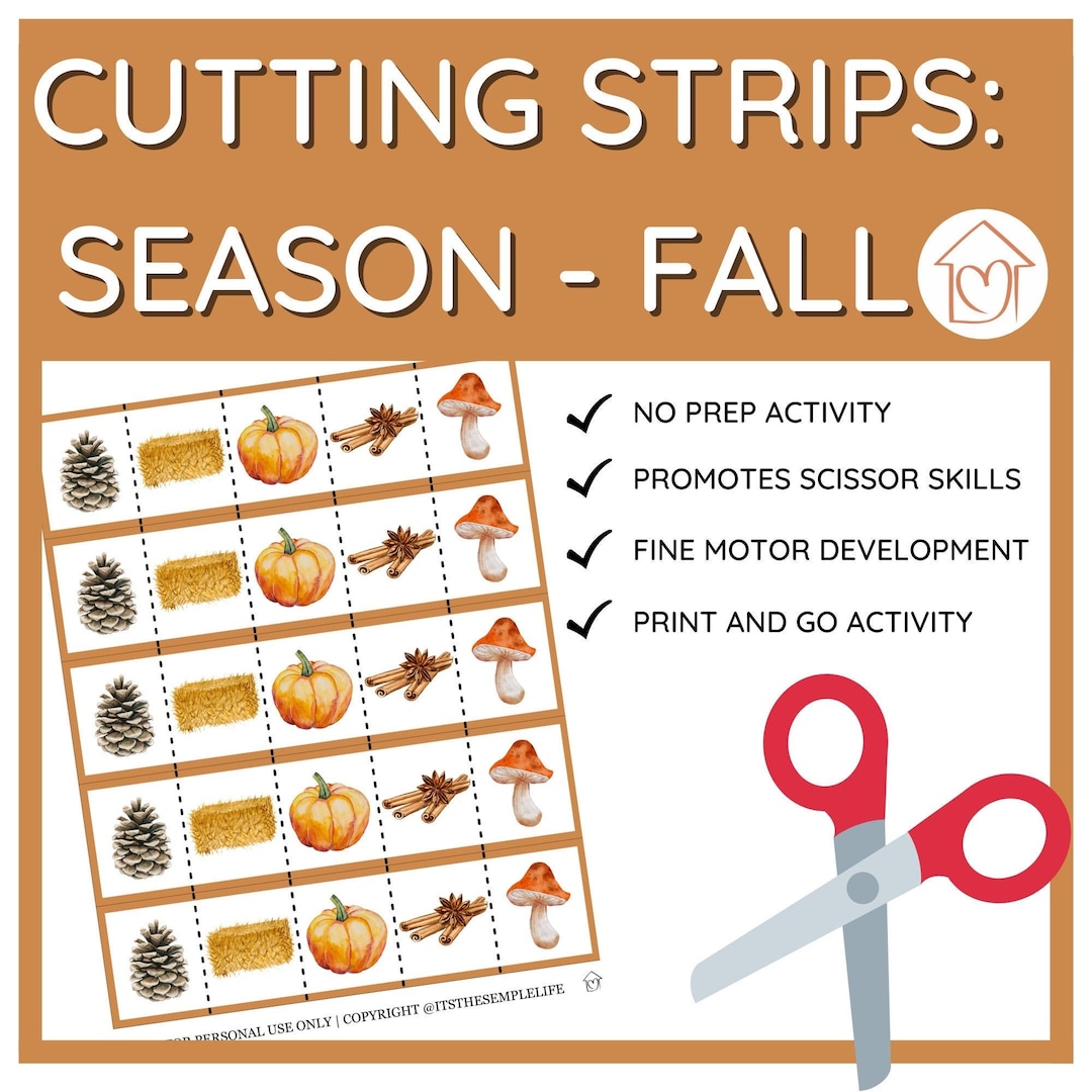 Fall Cutting Strips Activity, Montessori Inspired, Print at Home ...