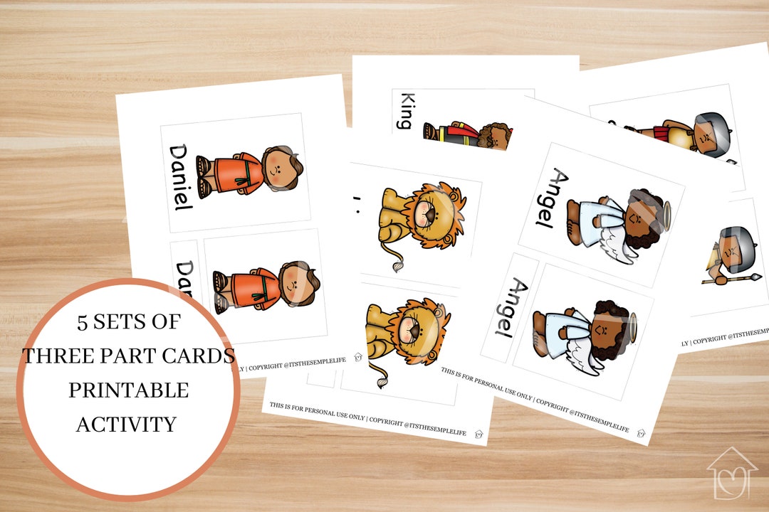 Daniel and the Lion's Den Three Part Cards Activity, Bible, Montessori ...