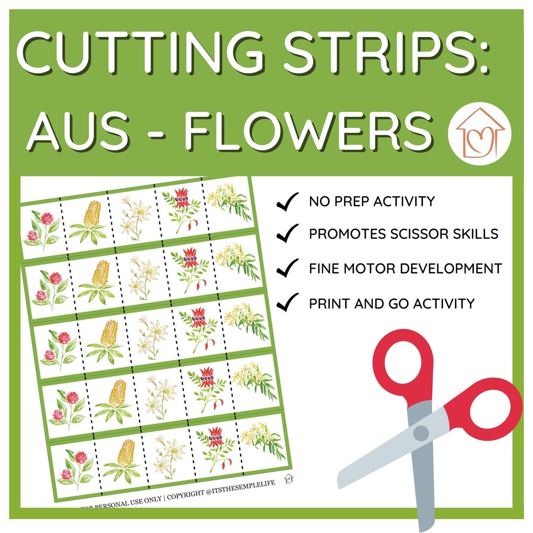 Australian Flowers Cutting Strips Activity, Montessori Inspired, Print ...