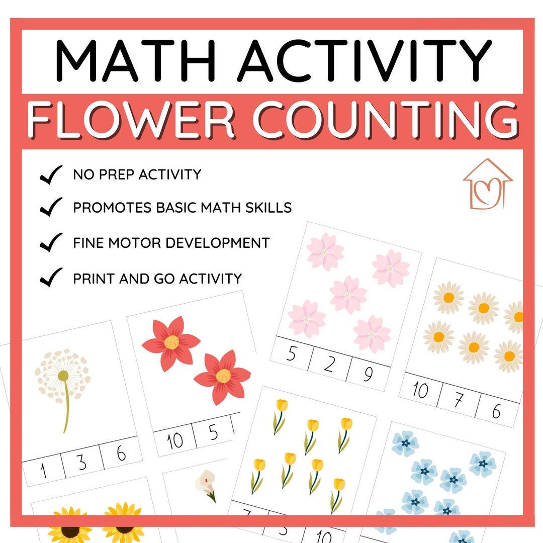 Flower Counting Clip Cards Activity, Math, Montessori Inspired, Print ...