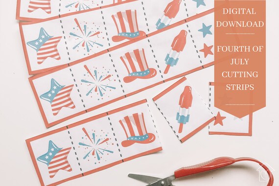 Fourth of July Cutting Strips Activity Montessori Inspired - Etsy