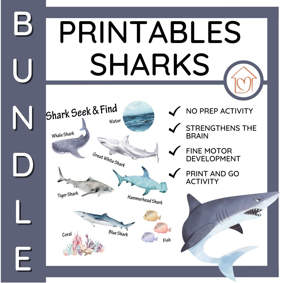 Shark Week Bundle, Printable Activity, Montessori Inspired, Print at ...
