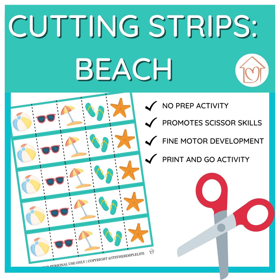 Beach Cutting Strips Activity, Montessori Inspired, Print at Home ...