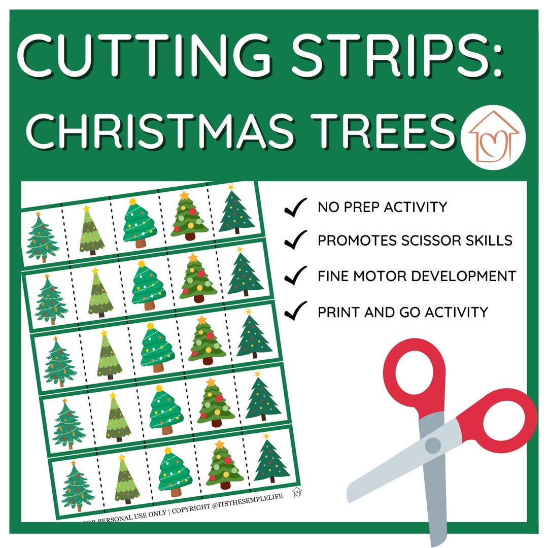 Christmas Tree Cutting Strips Activity, Montessori Inspired, Print at ...