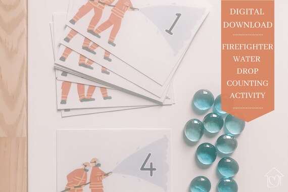 Firefighter Water Drop Counting Activity Montessori Inspired - Etsy