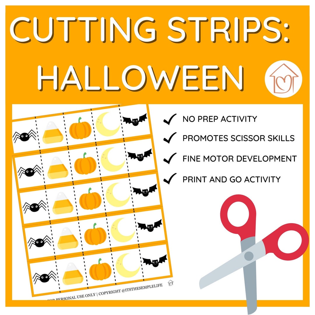 Halloween Cutting Strips Activity, Montessori Inspired, Print at Home ...