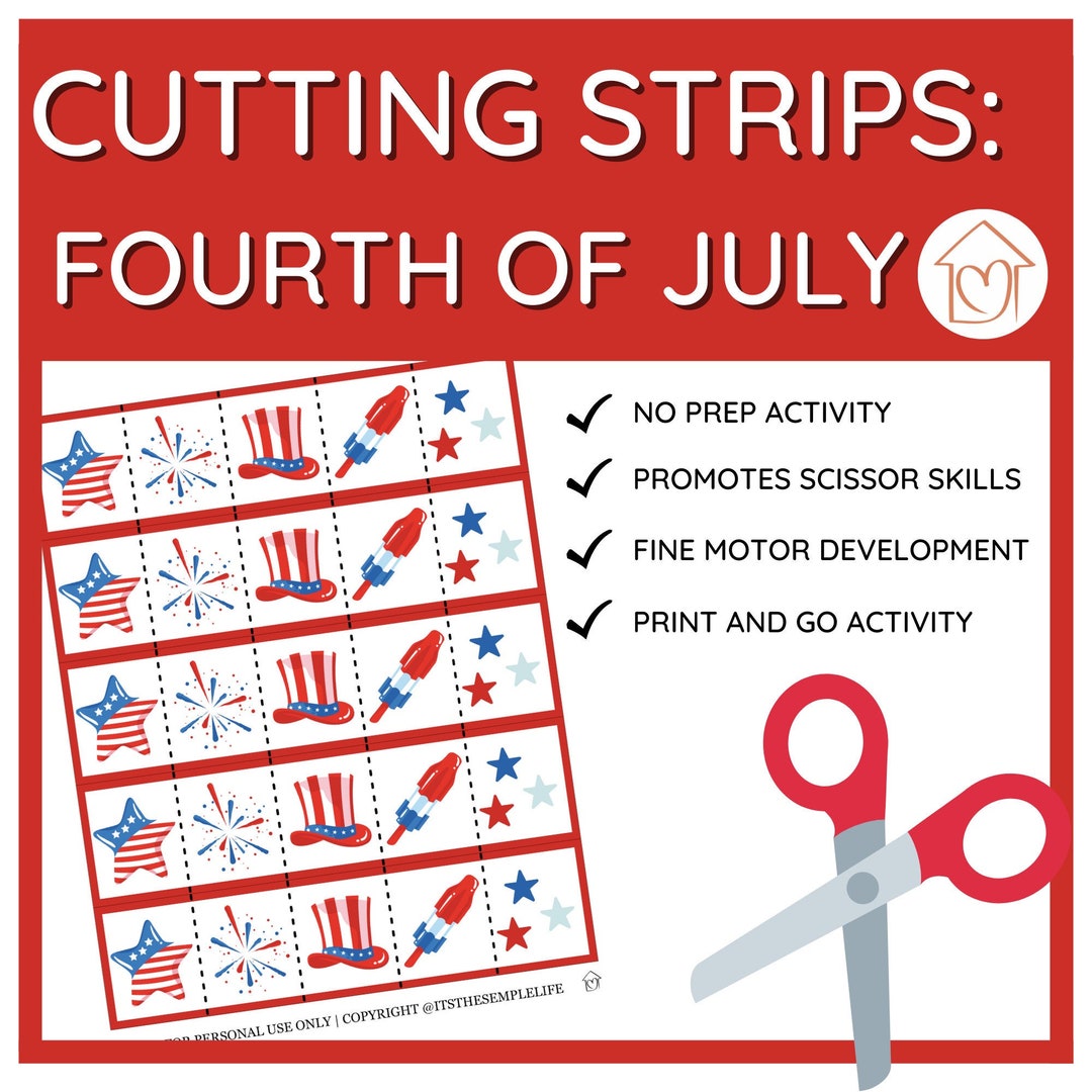 Fourth of July Cutting Strips Activity, Montessori Inspired, Print at ...