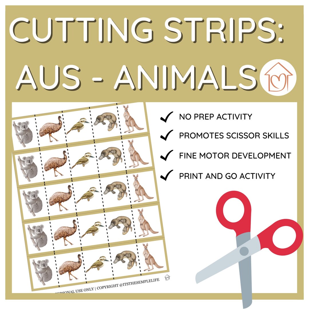 Australian Animals Cutting Strips Activity Montessori - Etsy