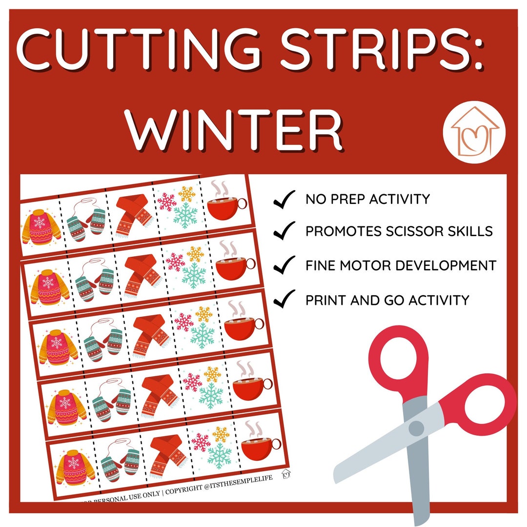 Winter Cutting Strips Activity, Montessori Inspired, Print at Home ...