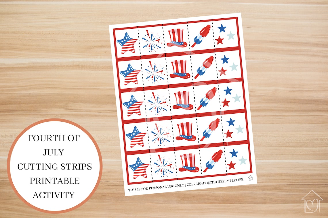 Fourth of July Cutting Strips Activity Montessori Inspired - Etsy