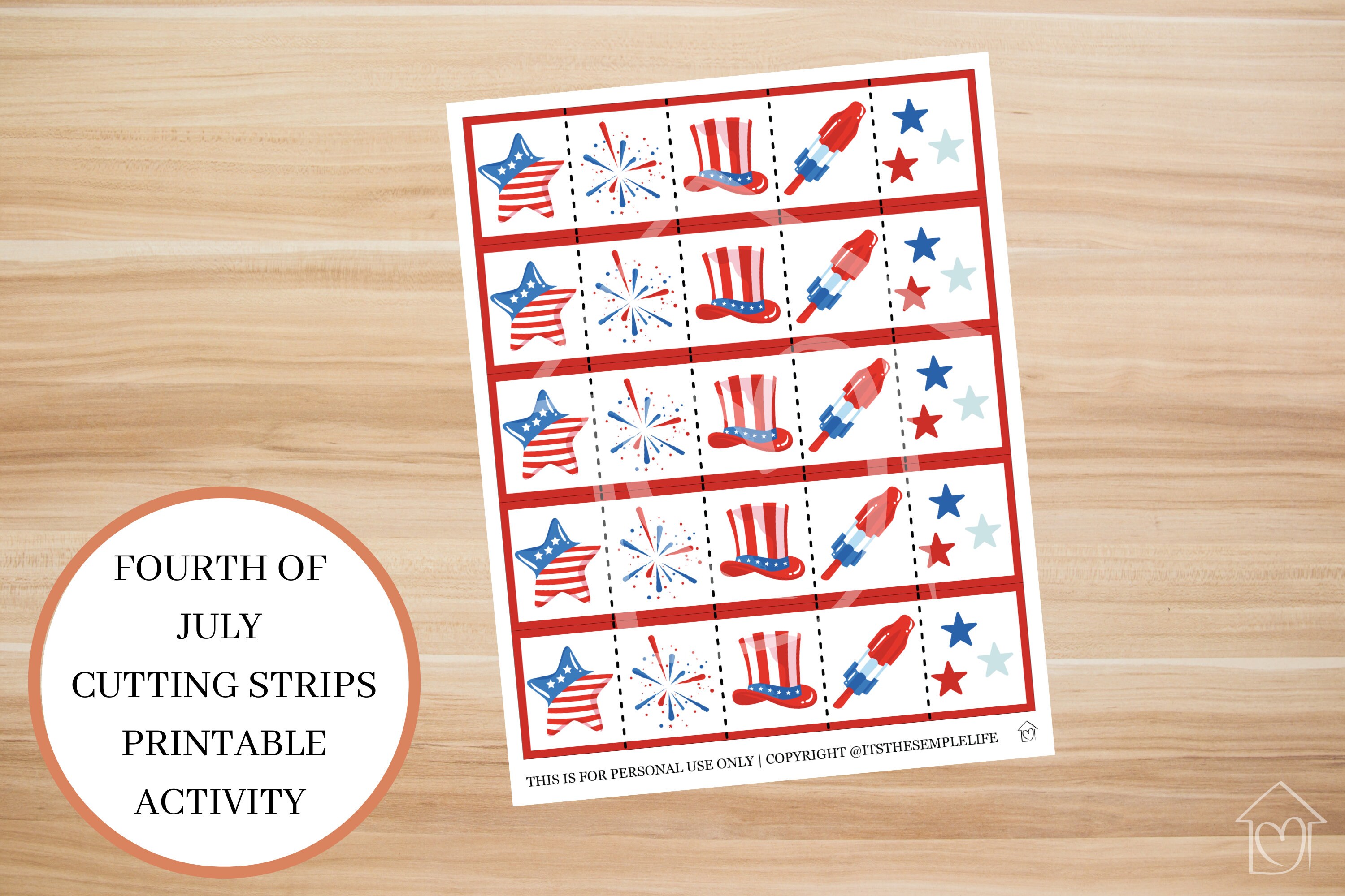 Fourth of July Cutting Strips Activity Montessori Inspired - Etsy