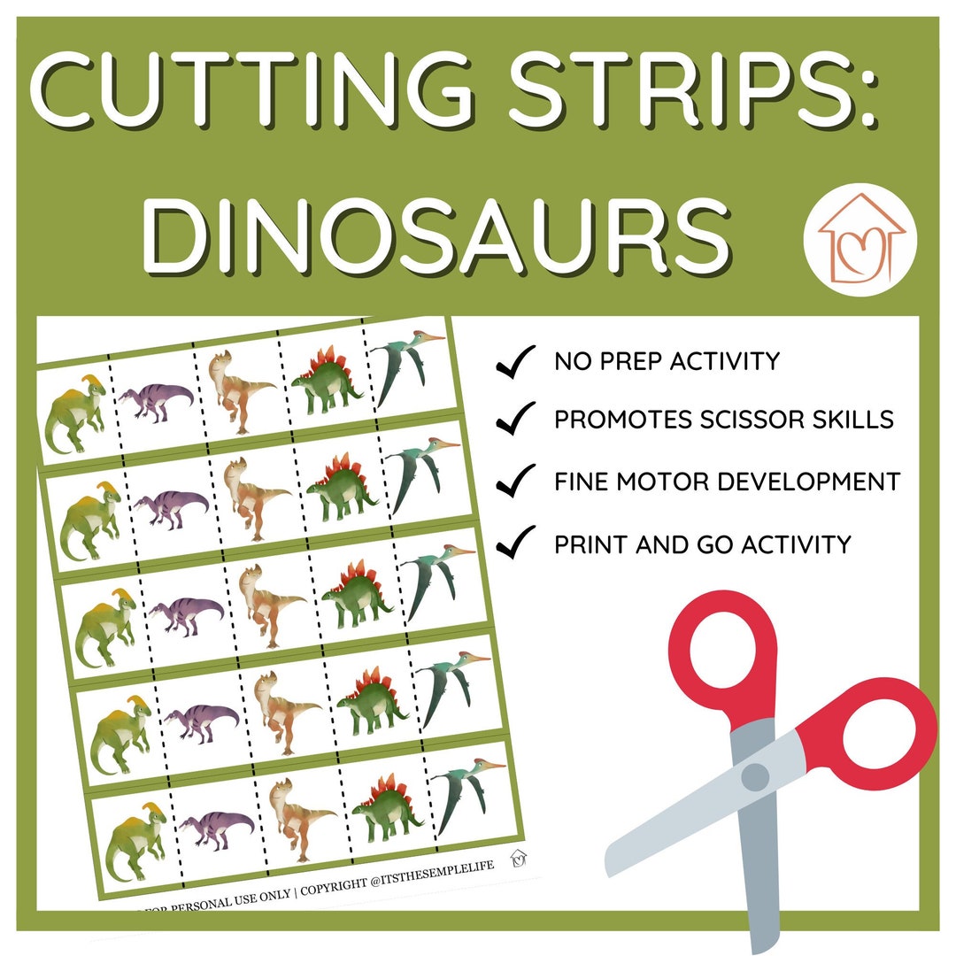 Dinosaur Cutting Strips Activity, Montessori Inspired, Print at Home ...
