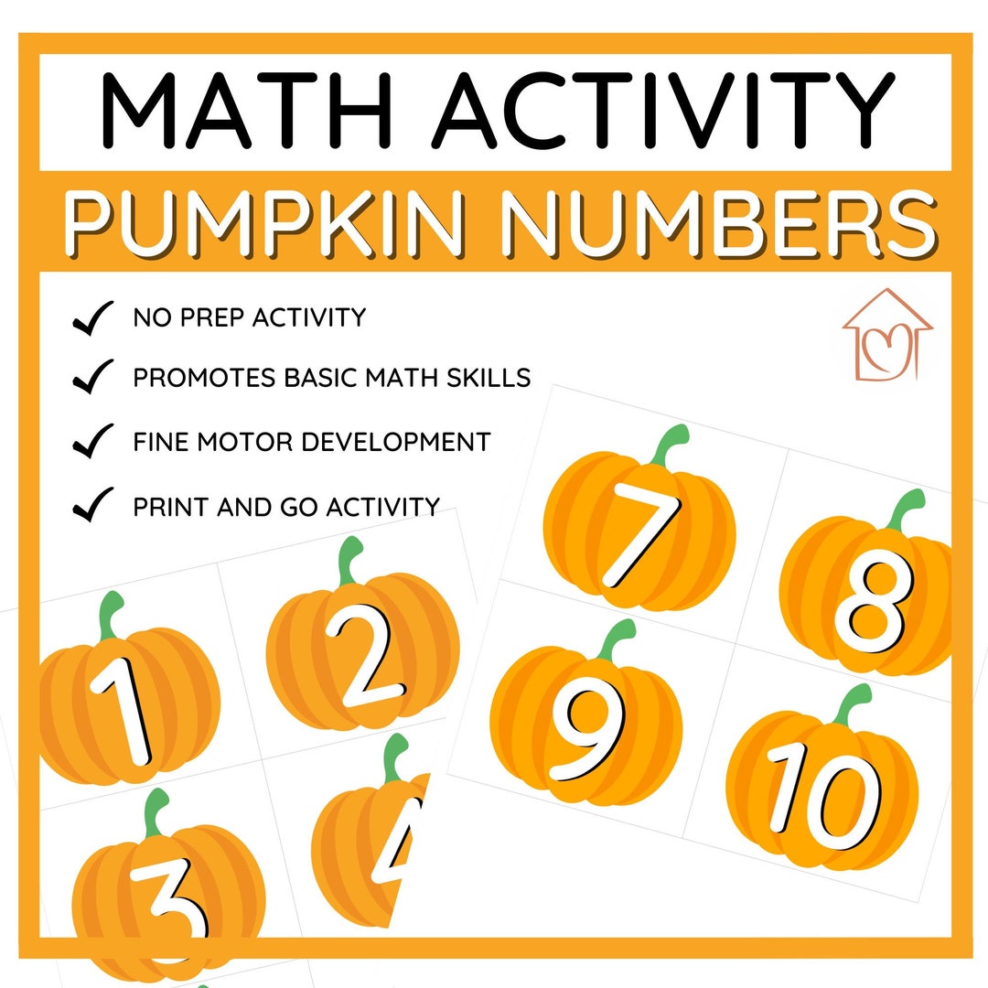Pumpkin Number Cards, Math, Montessori Inspired, Print at Home, Toddler ...