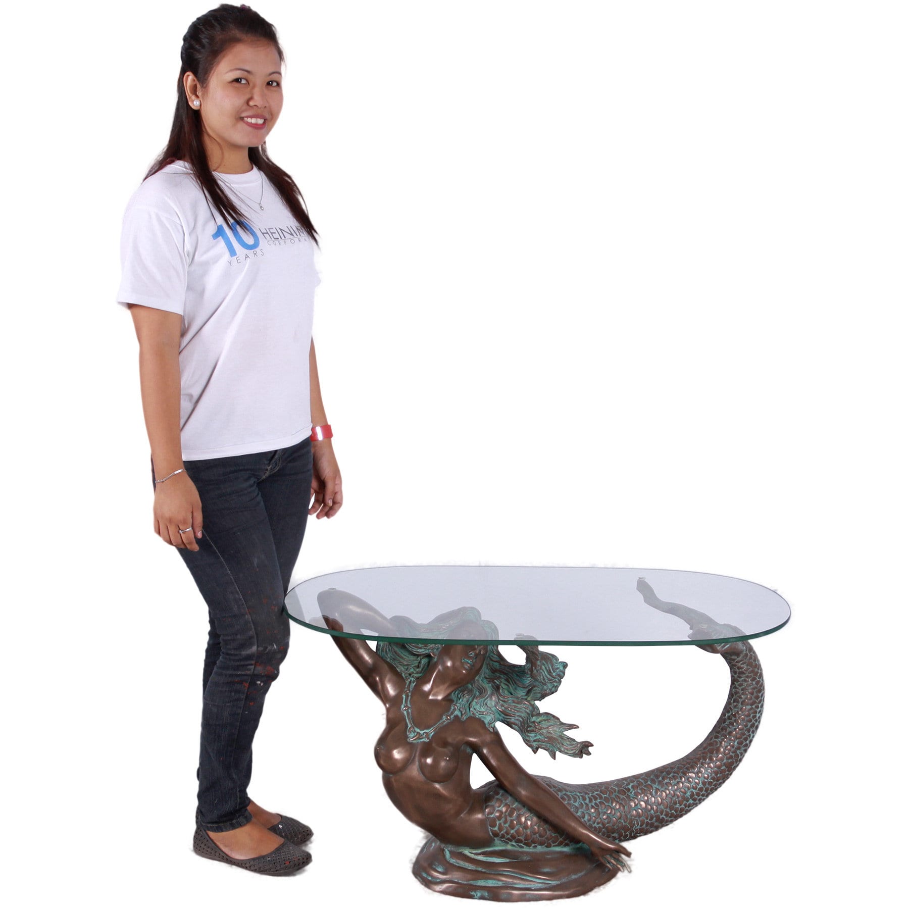 Mermaid Table W/glass VERDE BRONZE Finish 36.25L X 19.25W X 20H - Etsy