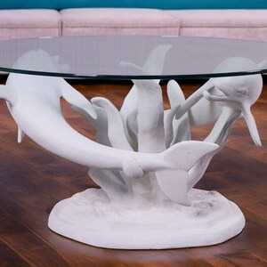 Beautiful Swimming Dolphins Coffee Table in a Whitestone Finish With ...