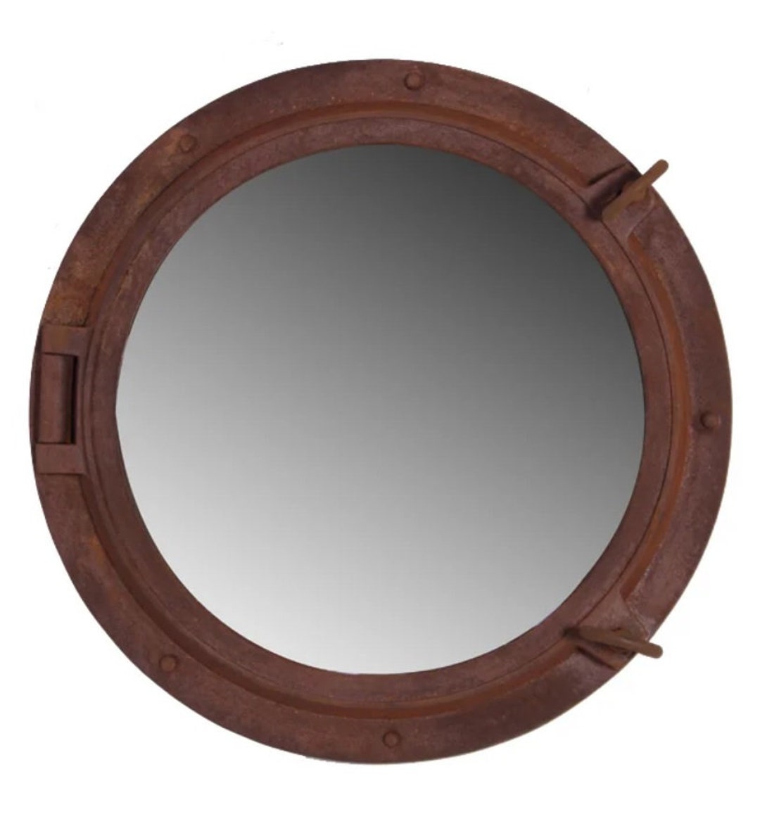 24″ Rust Finish Wall Mount Porthole Mirror - Etsy
