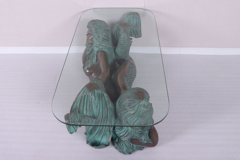 Mermaid Sisters LARGE Coffee Table in Verde Bronze Finish 44"l X 22"w X ...