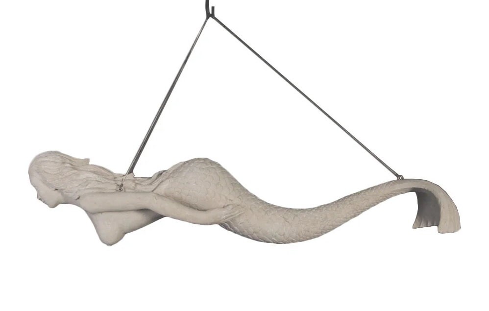 Swimming Mermaid Large Hanging Sculpture With Shell Bra Roman Stone - Etsy