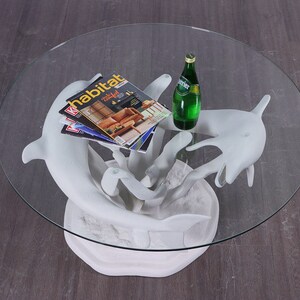 Beautiful Swimming Dolphins Coffee Table in a Whitestone Finish With ...