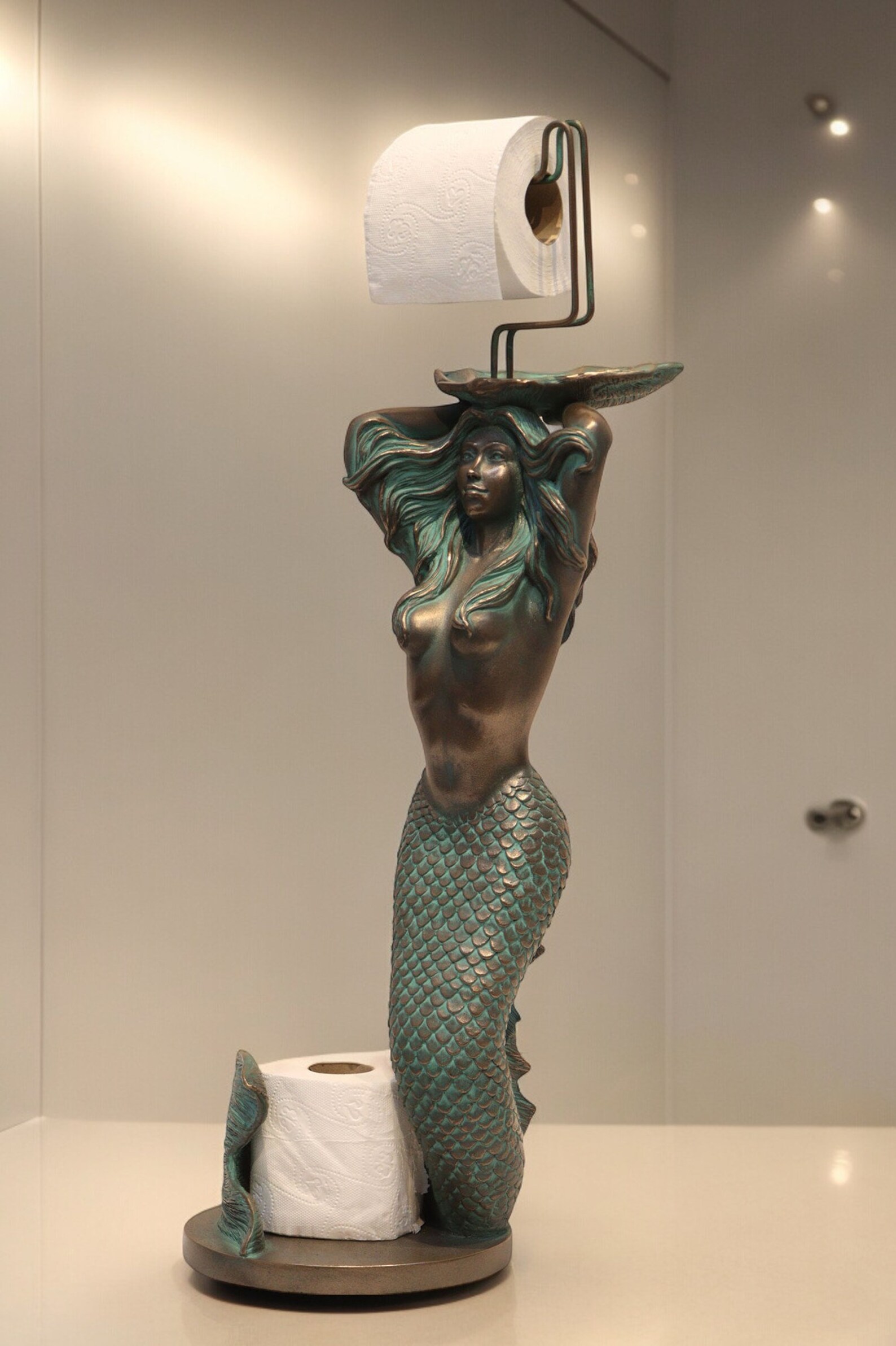 Mermaid Toilet Roll Holder Bronze Finish 29.75hx12.25x11.25 - Etsy