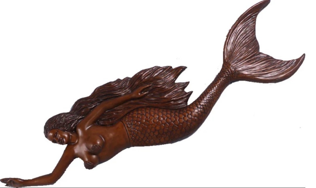 Swimming Wall Mermaid Large Wall Mount Sculpture Wood Finish - Etsy
