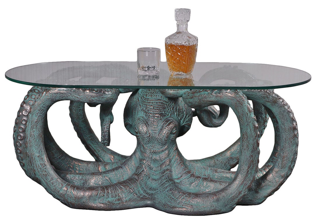 Incredibly Detailed LARGE Octopus Coffee Table Hand Rubbed Verde Bronze ...