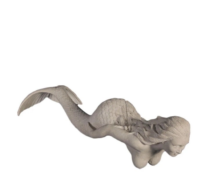 Swimming Mermaid Large Hanging Sculpture With Shell Bra Roman Stone - Etsy