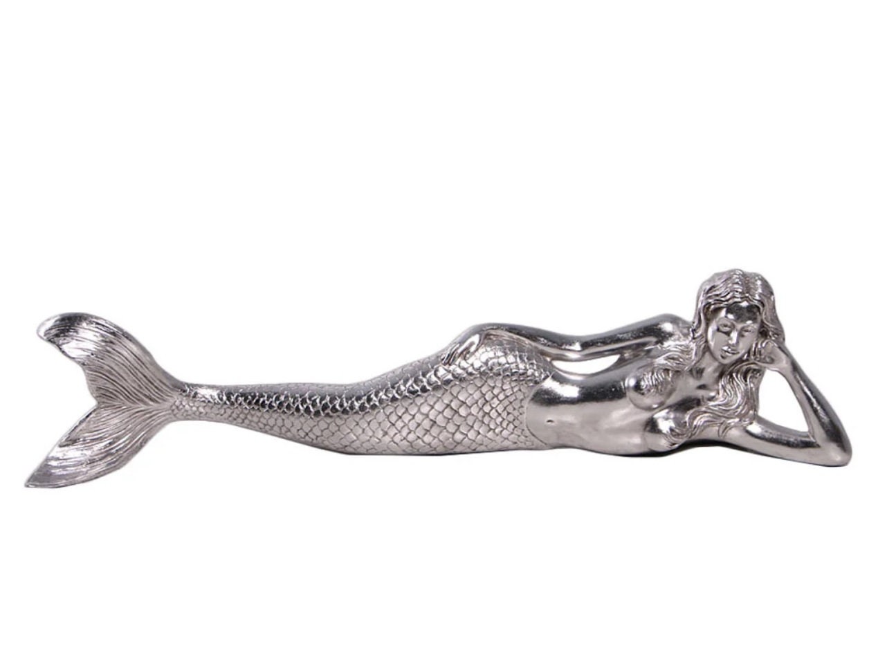 Dreamy Lying Mermaid Large Sculpture Silver Leaf - Etsy